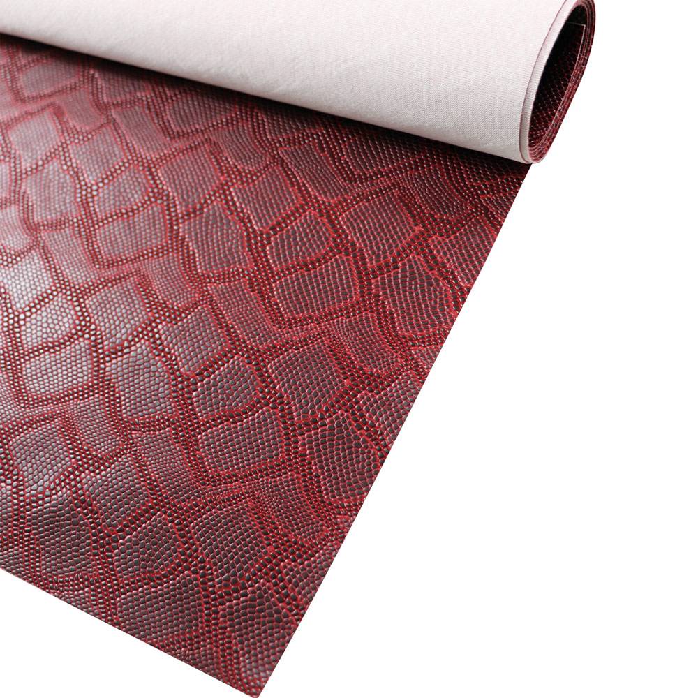 Simili cuir à motif peau de serpent rouge pour l'ameublement - Cuirtex