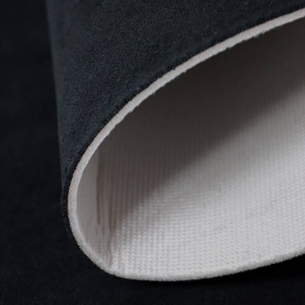 Tissu moussé sur résille noir velours pour sellerie auto - Cuirtex