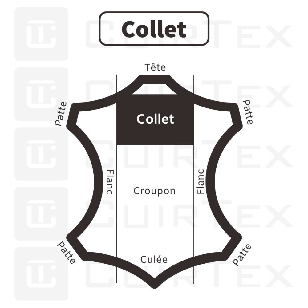 Cuir sellier collet tannage végétal marine 2nd choix - Cuirtex